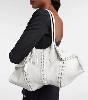 Alexander McQueen Manta Medium Leather Shoulder Bag - White