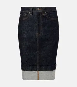 Khaite Kendra Denim Midi Skirt - Blue