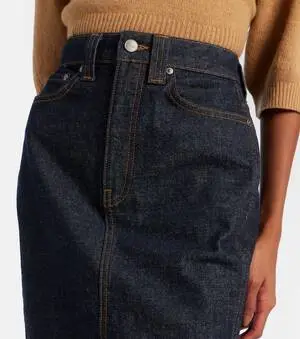 Khaite Kendra Denim Midi Skirt - Blue
