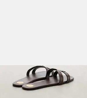 Saint Laurent Mabrouka Leather Sandals - Brown