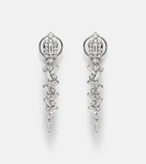 Yeprem 18kt White Gold Diamond Drop Earrings - Silver