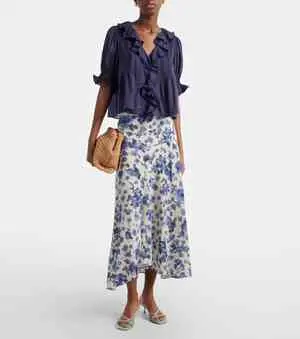 DÔEN Henri Cotton Voile Top - Blue