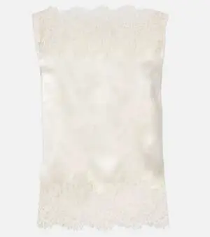 DÔEN Viviane Cutout Lace-trimmed Silk Top