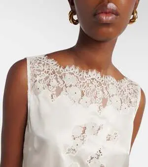 DÔEN Viviane Cutout Lace-trimmed Silk Top