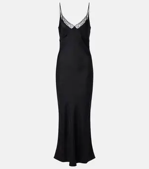 THE ROW Barina Lace-trimmed Silk Slip Dress - Black