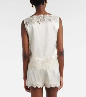 DÔEN Iona Lace-trimmed Silk Satin Shorts - White