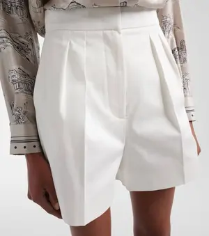 Max Mara Pleated Cotton-blend Shorts