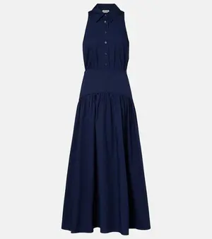 Staud Romy Cotton Midi Dress - Blue