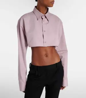Balenciaga Cropped Cotton And Silk Poplin Shirt