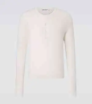 Our Legacy Fine Ribbed-knit Cotton Henley Shirt - White