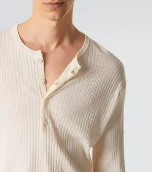 Our Legacy Fine Ribbed-knit Cotton Henley Shirt - White