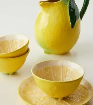 BORDALLO PINHEIRO Lemon Set Of 4 Ceramic Bowls