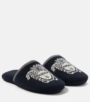 Versace Medusa Cotton Terry Slippers - Blue