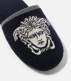 Versace Medusa Cotton Terry Slippers - Blue