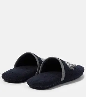 Versace Medusa Cotton Terry Slippers - Blue