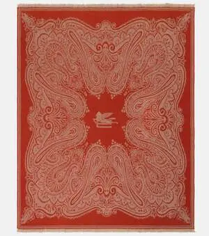 Etro Paisley Wool Jacquard Throw - Red