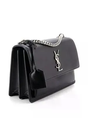 Saint Laurent Sunset Leather Medium Crossbody Bag - Black