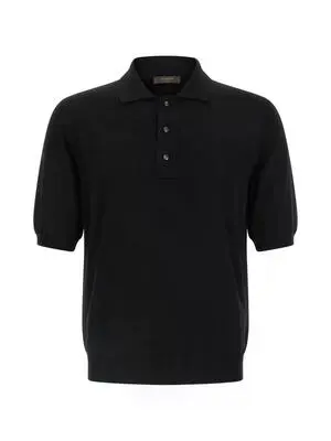 ZANONE Knit Short-sleeve Polo Shirt - Black