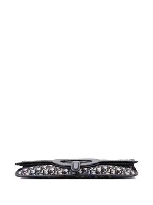 Dior Fold Over Oblique Canvas Clutch Bag - Blue