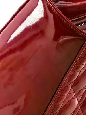Dior Lady Medium Satchel Cannage Quilt Patent - Red