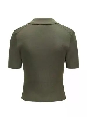 Polo Ralph Lauren Ribbed Knit Button-up Short-sleeve Top - Green