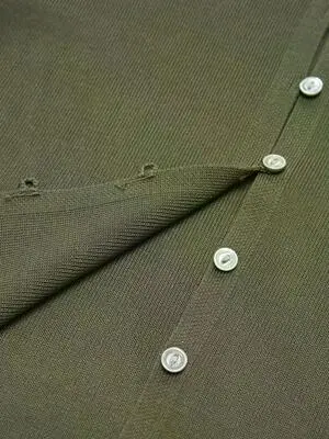 Polo Ralph Lauren Ribbed Knit Button-up Short-sleeve Top - Green
