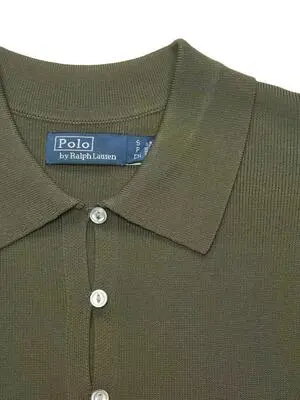 Polo Ralph Lauren Ribbed Knit Button-up Short-sleeve Top - Green