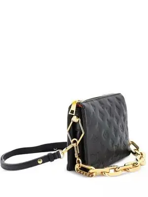 LOUIS VUITTON Coussin Bb Crossbody Bag Monogram Embossed Lambskin - Black