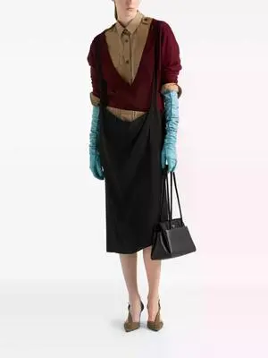 Prada Cashmere V-neck Sweater With Ribbed Trim - Red