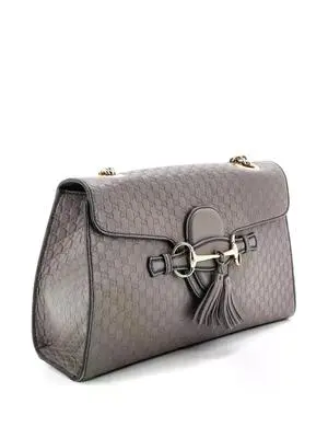 Gucci Emily Chain Flap Bag Microssima Leather Medium - Grey