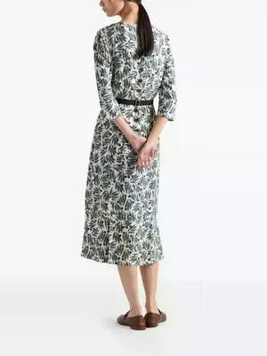 Prada Printed Pongé Sheath Dress With Three-quarter Sleeves - Neutrals