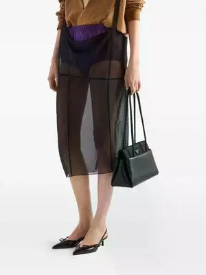 Prada Cigaline Midi-skirt With Suspender Straps - Black