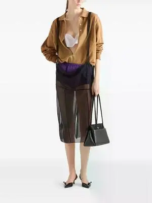 Prada Cigaline Midi-skirt With Suspender Straps