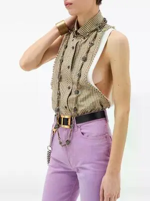 Versace Micro Check Sleeveless Shirt
