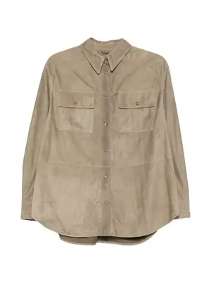 Brunello Cucinelli Leather Shirt - Brown