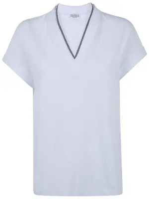Brunello Cucinelli V-neck T-shirt - White