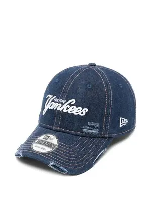 New Era Denim Distress 9twenty New York Yankees Baseball Cap - Blue
