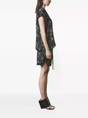 THOM KROM V-neck Marble-print Blouse