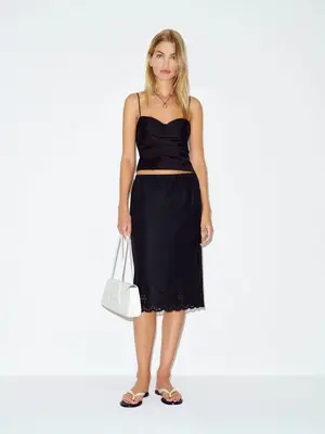 REFORMATION Rosemary Embroidered Skirt - Black