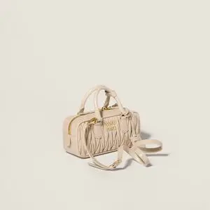 Miu Miu Arcadie Shiny Matelassé Leather Bag - Travertine Stone
