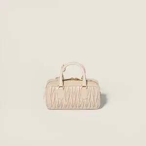 Miu Miu Arcadie Shiny Matelassé Leather Bag - Travertine Stone