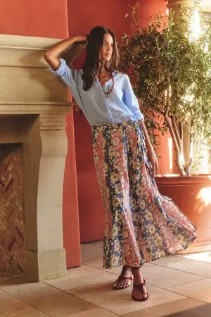 Velvet By Graham & Spencer Nicolette Printed Cotton Maxi Wrap Skirt