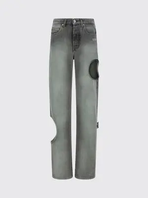 Off-White Cut-out Baggy Denim Jeans - Grey