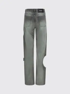 Off-White Cut-out Baggy Denim Jeans - Grey