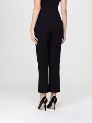 Elisabetta Franchi Cropped Polyester Crêpe Tailored Trousers - Black