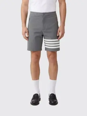 Thom Browne Slim Fit Viscose Blend Shorts With Signature Stripes - Grey