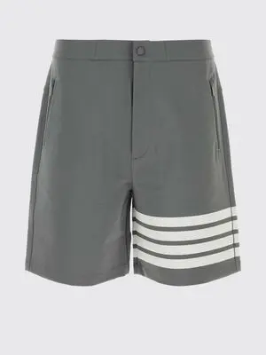 Thom Browne Slim Fit Viscose Blend Shorts With Signature Stripes - Grey