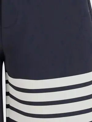 Thom Browne Slim Fit Viscose Blend Shorts With Signature Stripes