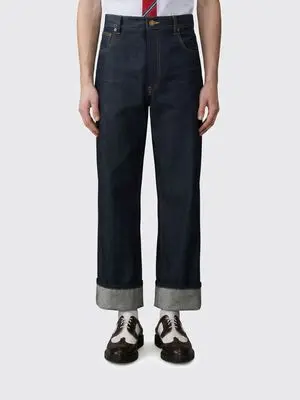 Thom Browne Cotton Denim Wide Leg Jeans - Navy