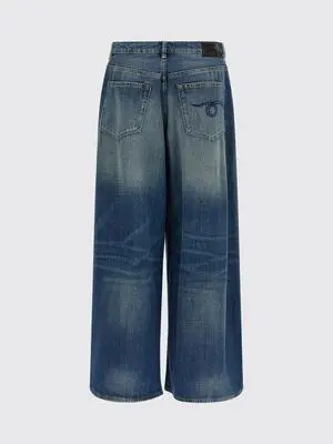 R13 Nico Wrap Palazzo Cotton Denim Jeans - Blue